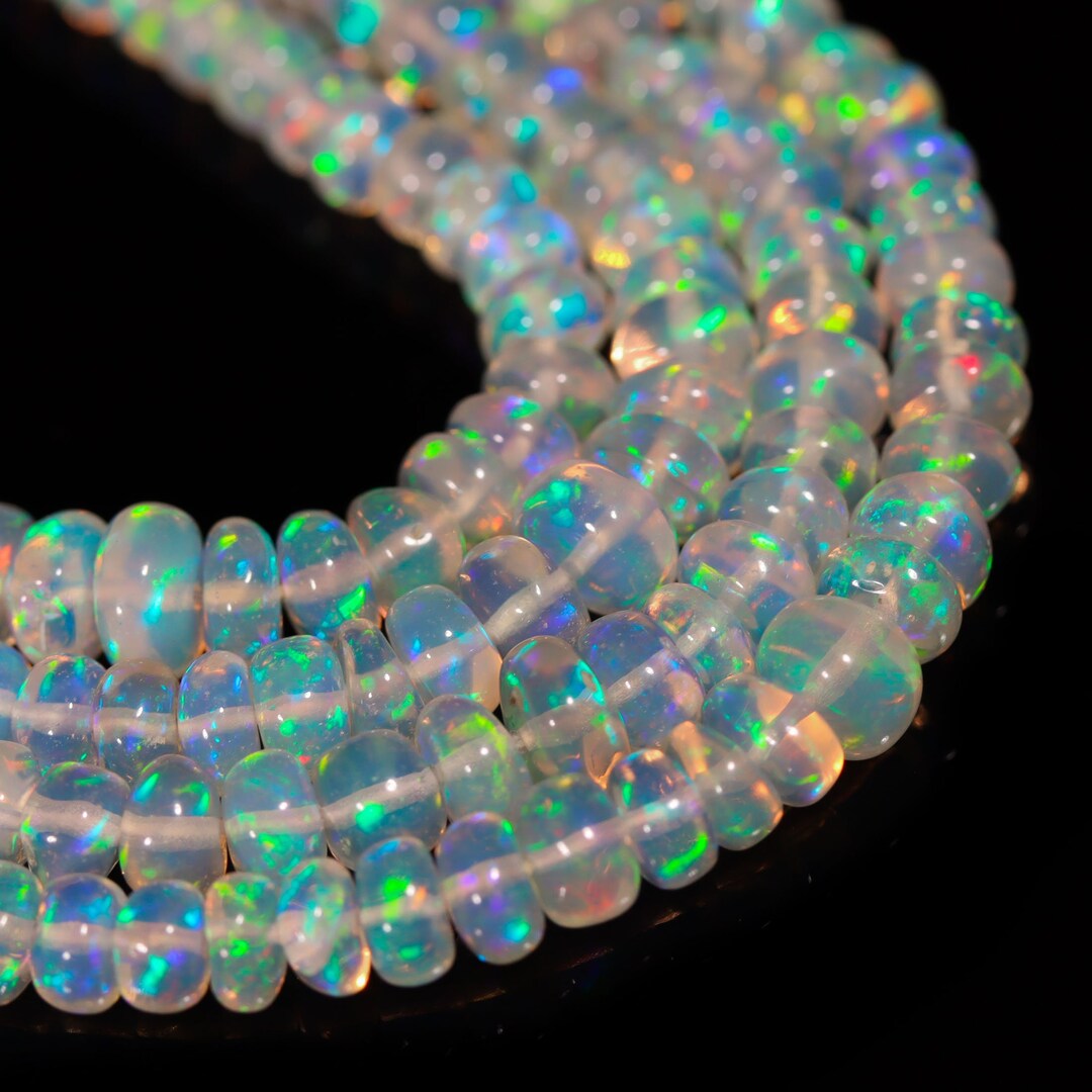 AAA Ethiopian Opal Rondelle Beads: Multi-fire Gemstone Jewelry (3-5.5mm ...