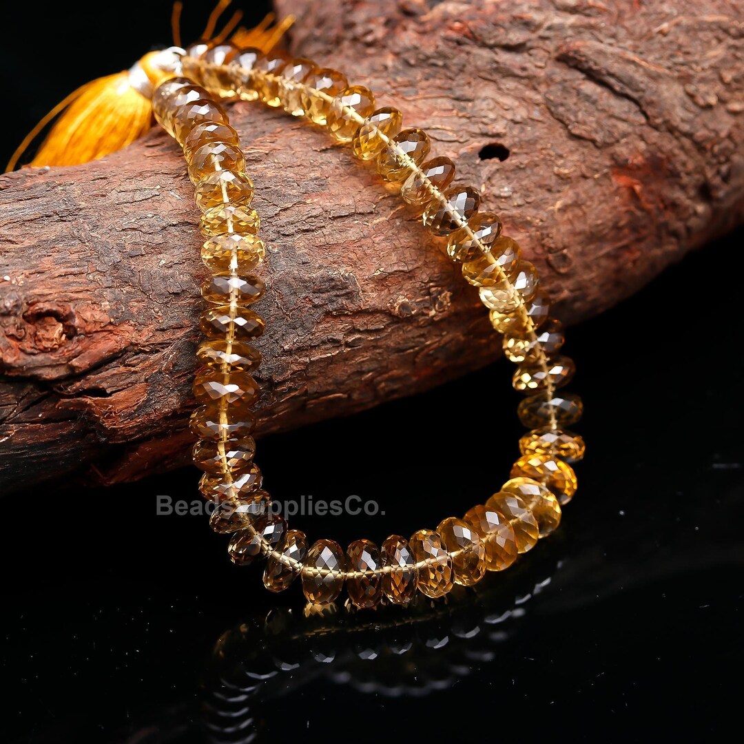 Citrine Faceted Rondelle Beads, Citrine Rondelle Beads, Natural Citrine ...