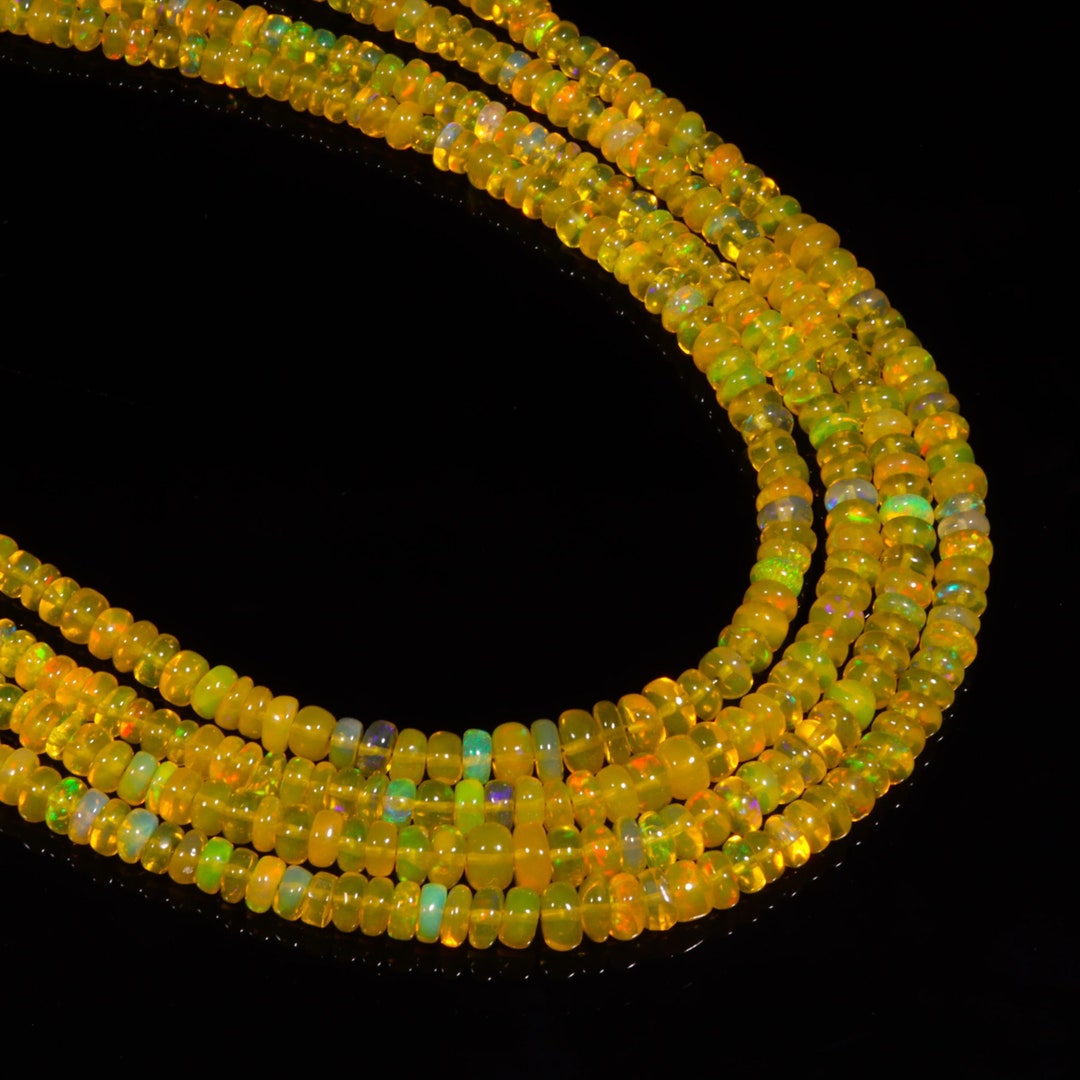 Yellow Ethiopian Opal Beads, Yellow Ethiopian Opal Rondelle Beads ...