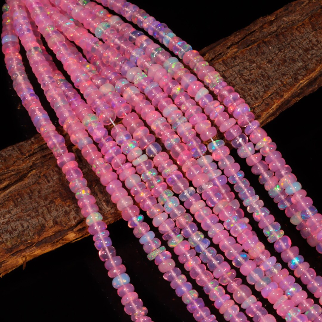 Opal Beads Strand 100natural Ethiopian Opal Gemstone Beads Rose Pink Opal Beads Strand Smooth