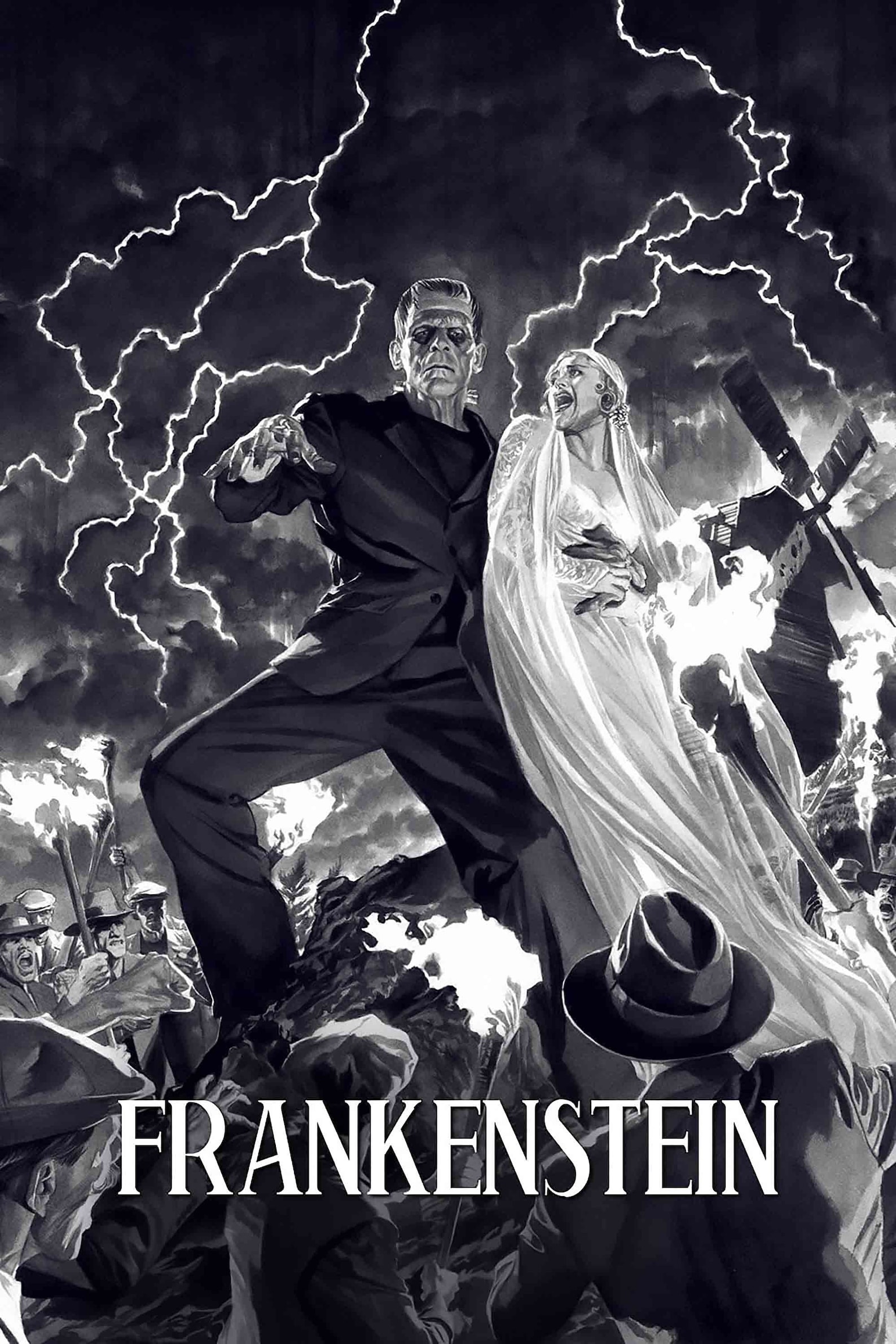 Frankenstein Fighting the Mob Movie Poster : Stretched Canvas, Rolled ...
