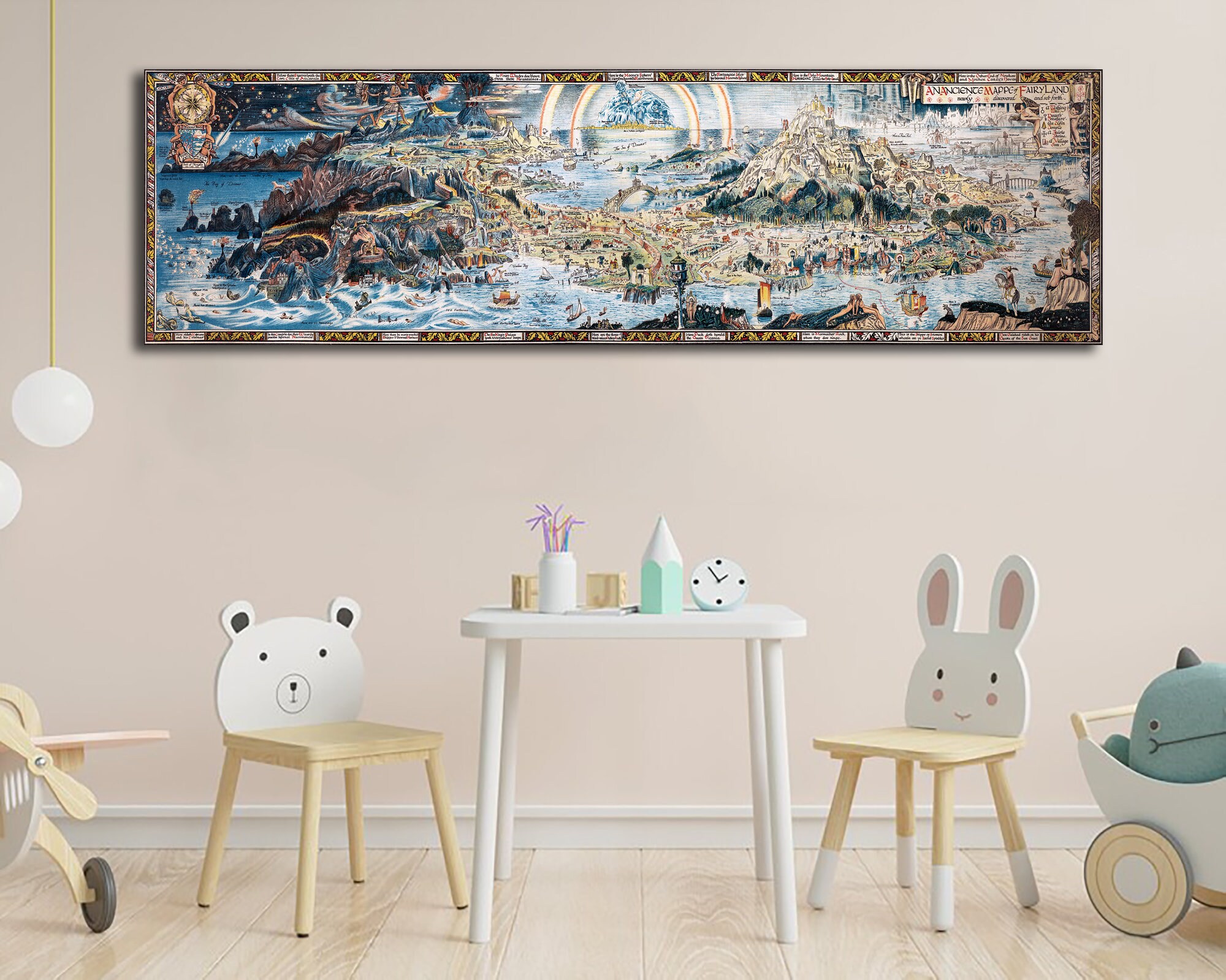 A Detailed Ancient Map of Fairy Land : Stretched Canvas, Rolled Paper ...