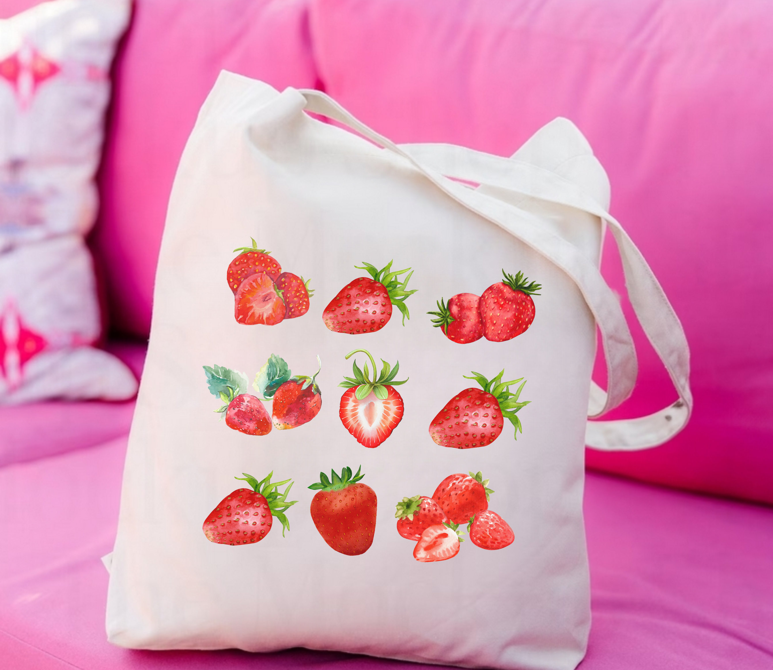 Strawberry Bag Strawberry Tote Bag Fruit Tote Bag Etsy