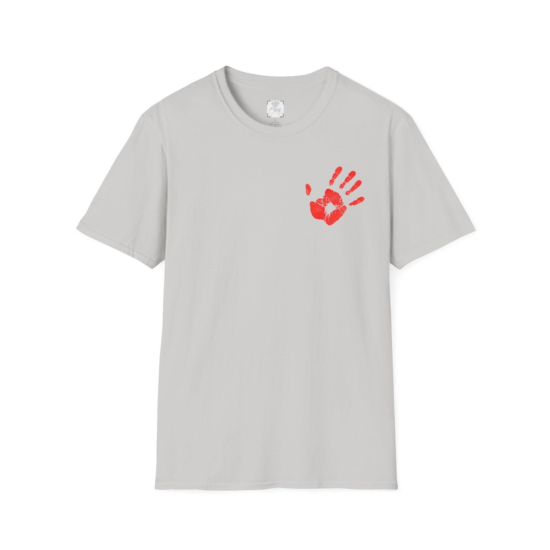MMIP Red Handprint Unisex Softstyle T-shirt | Artistic Graphic Tee ...