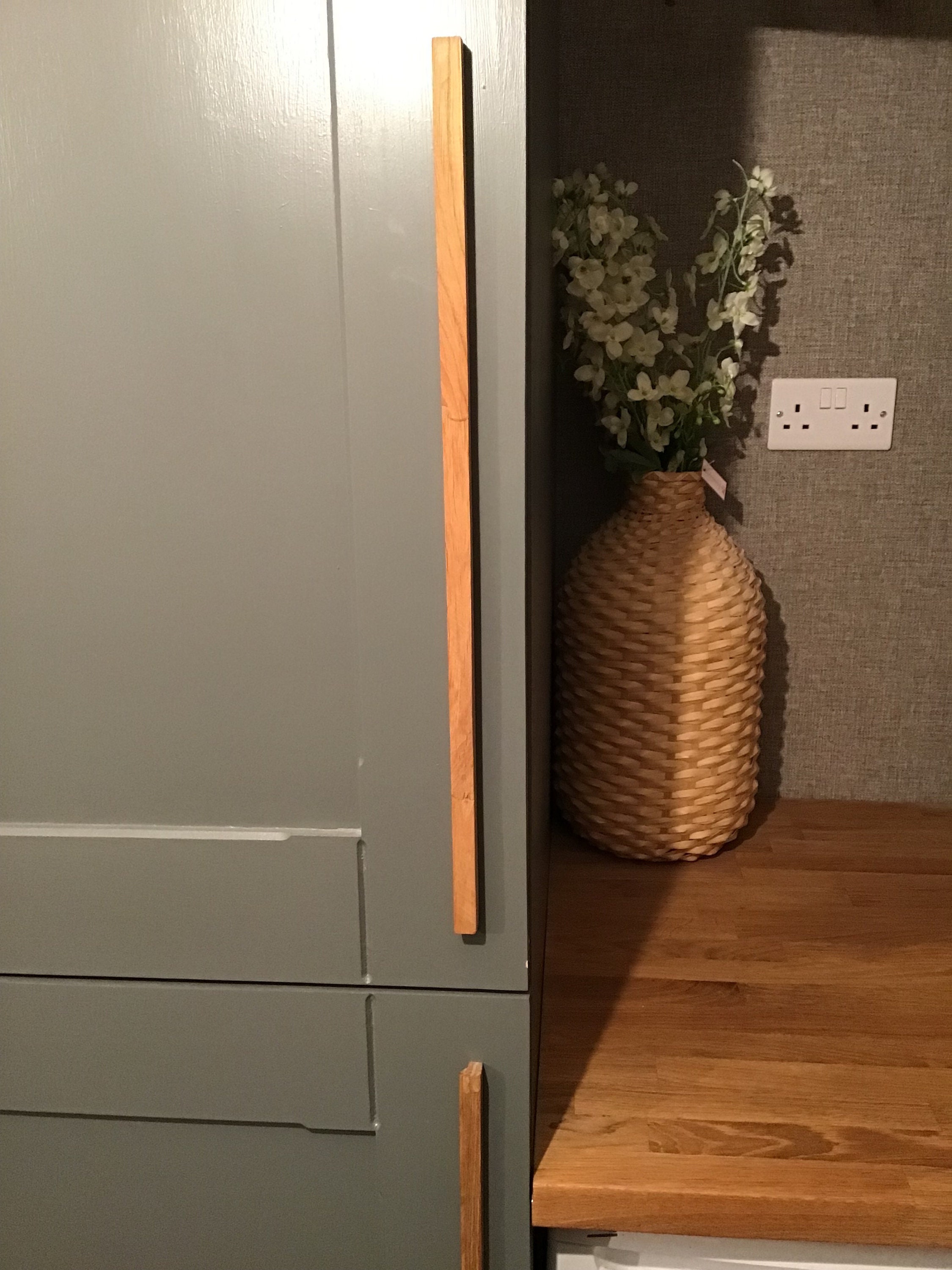 Long Oak Handle Cabinet Handle up Cycled Furniture Handle Kitchen ...