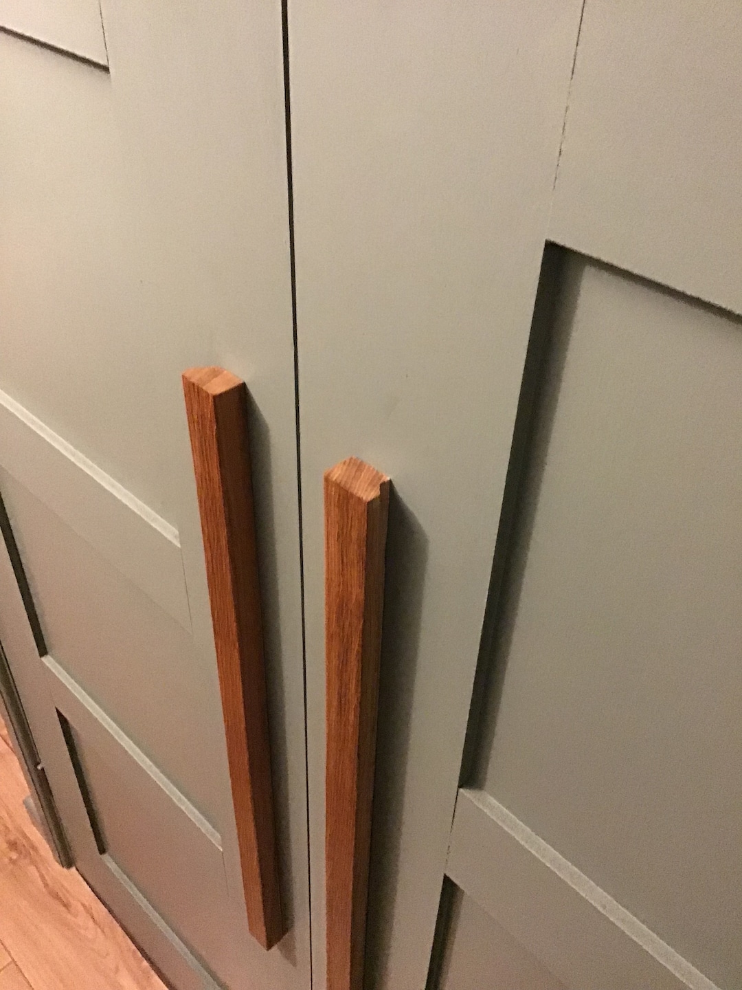 Long Oak Handle Cabinet Handle up Cycled Furniture Handle Kitchen ...