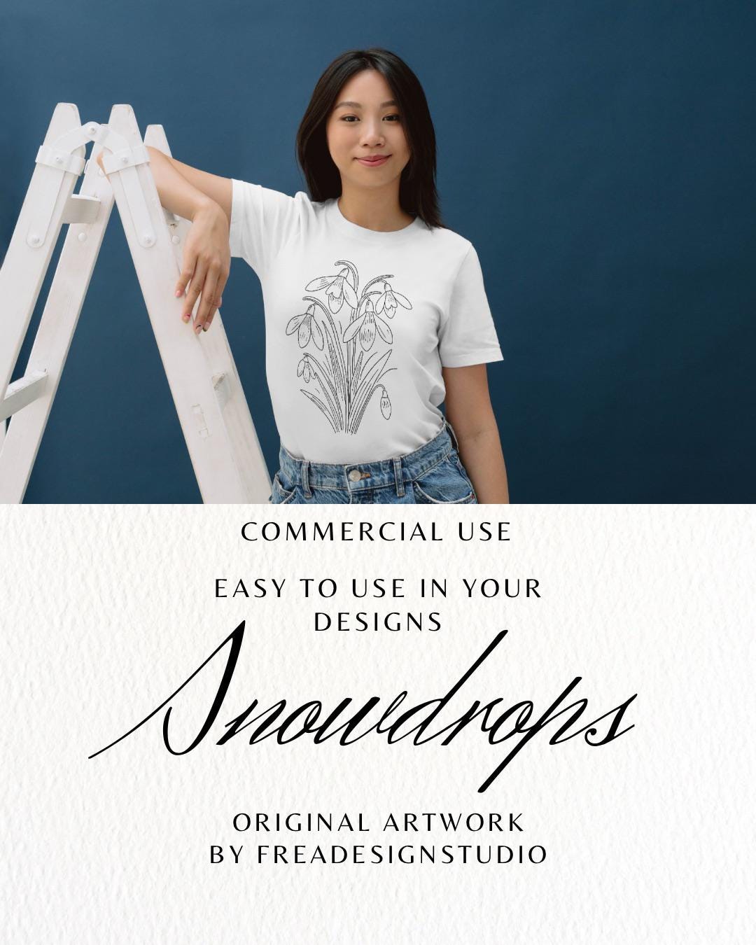 Snowdrops Flowers Line Art Clipart Hand Drawn Graphic Illustration Fine ...