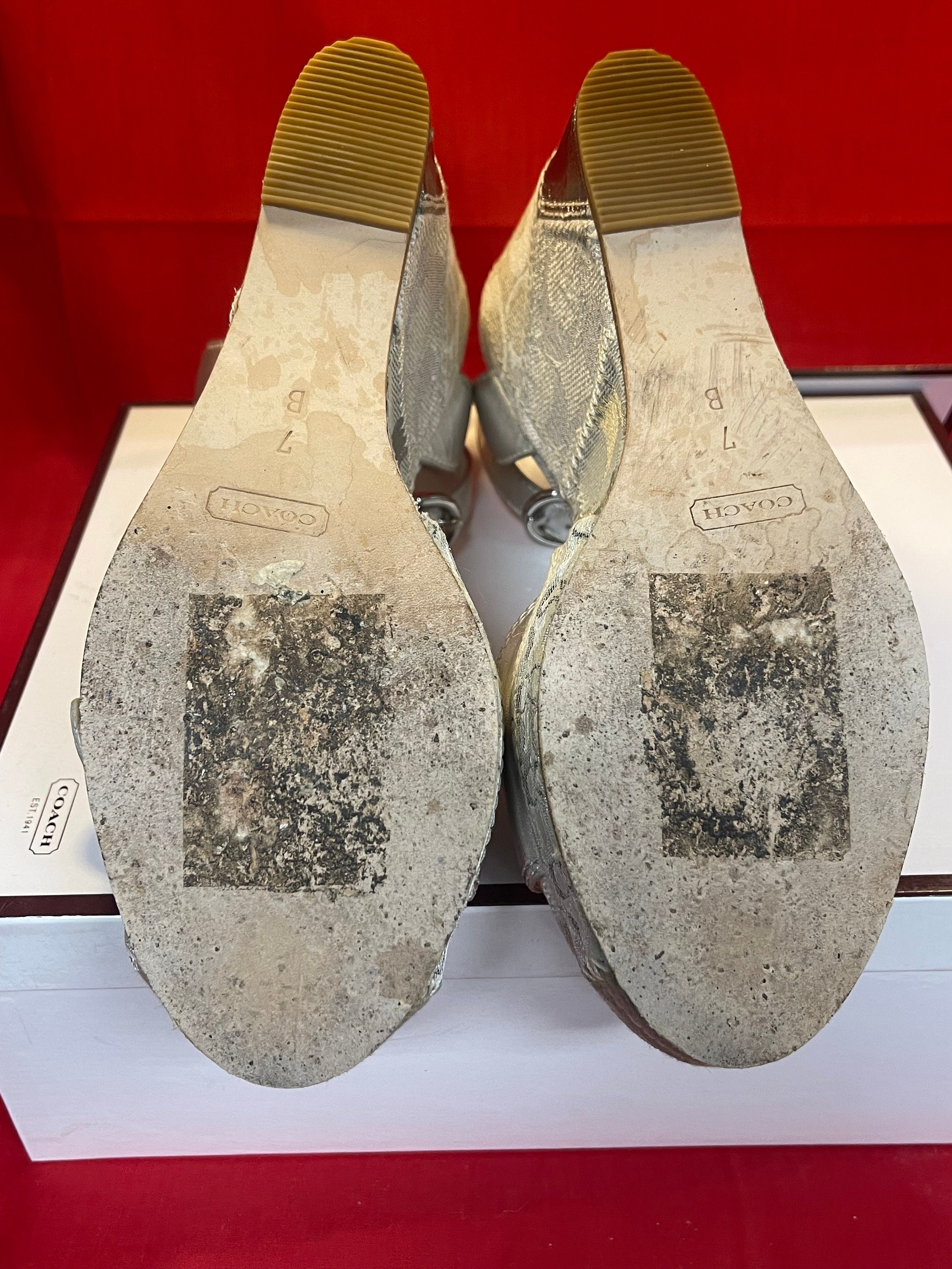 Coach Kira Silver Metallic Wedge Sandal Women’s Size 7 - Etsy