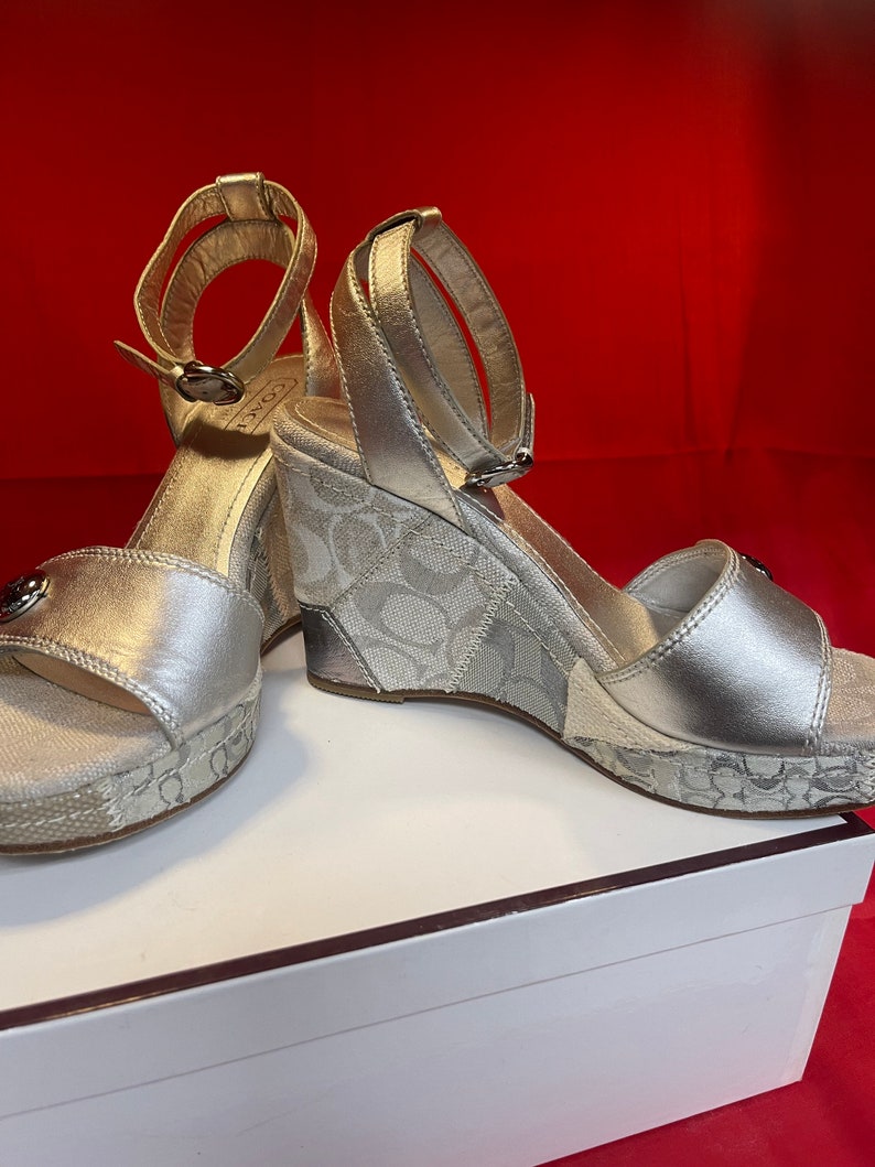 Coach Kira Silver Metallic Wedge Sandal Women’s Size 7 - Etsy
