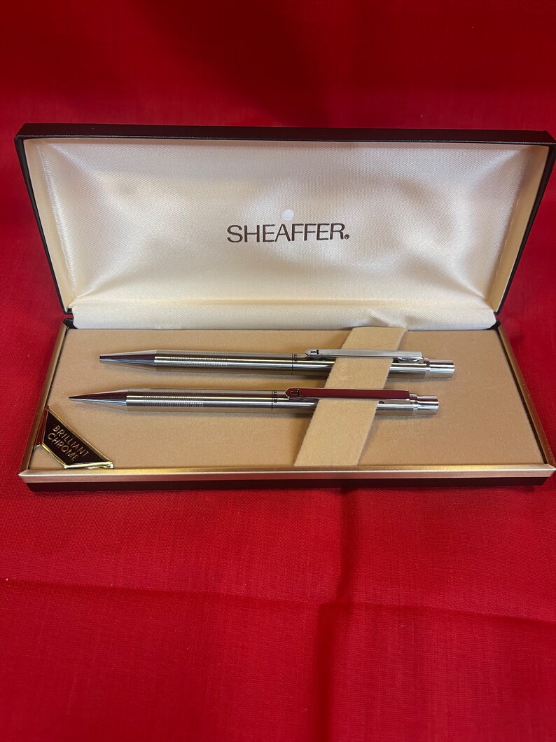 Sheaffer Targa Chrome Ballpoint Pen and Pencil Set - Etsy