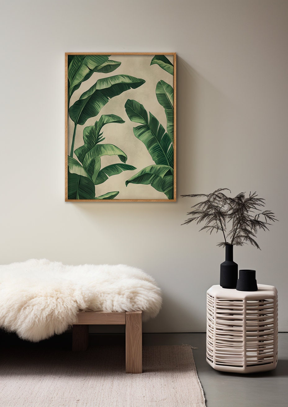 Banana Plant Leave, Botanical Art Print, Banana Leaves Illustration ...