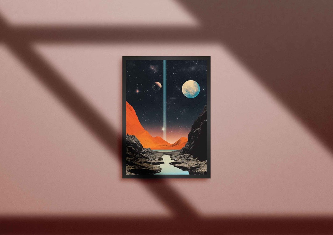 Mars Poster, Mars Collage Art Print, Space Print, Surreal Wall Art ...