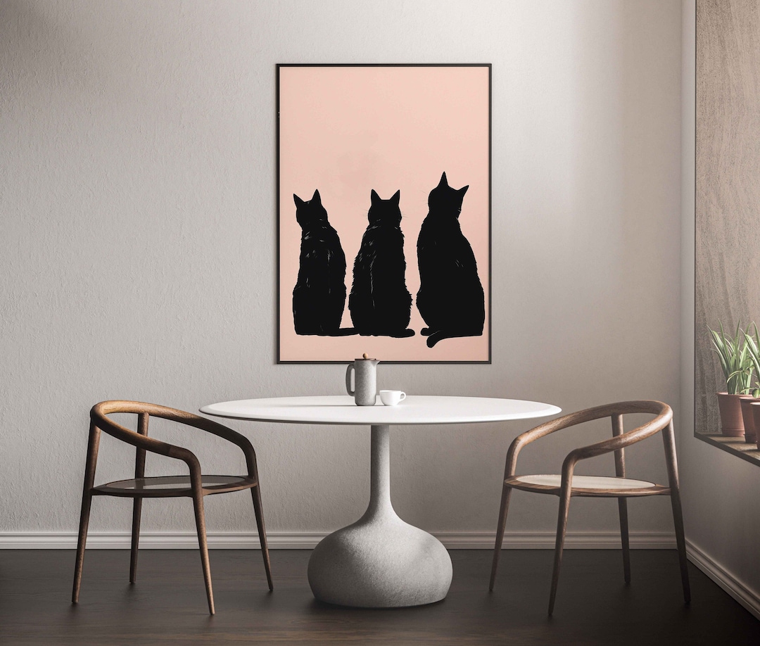 Black Cats Poster, Black Cats Printable, Minimal Cat Lover Gift ...