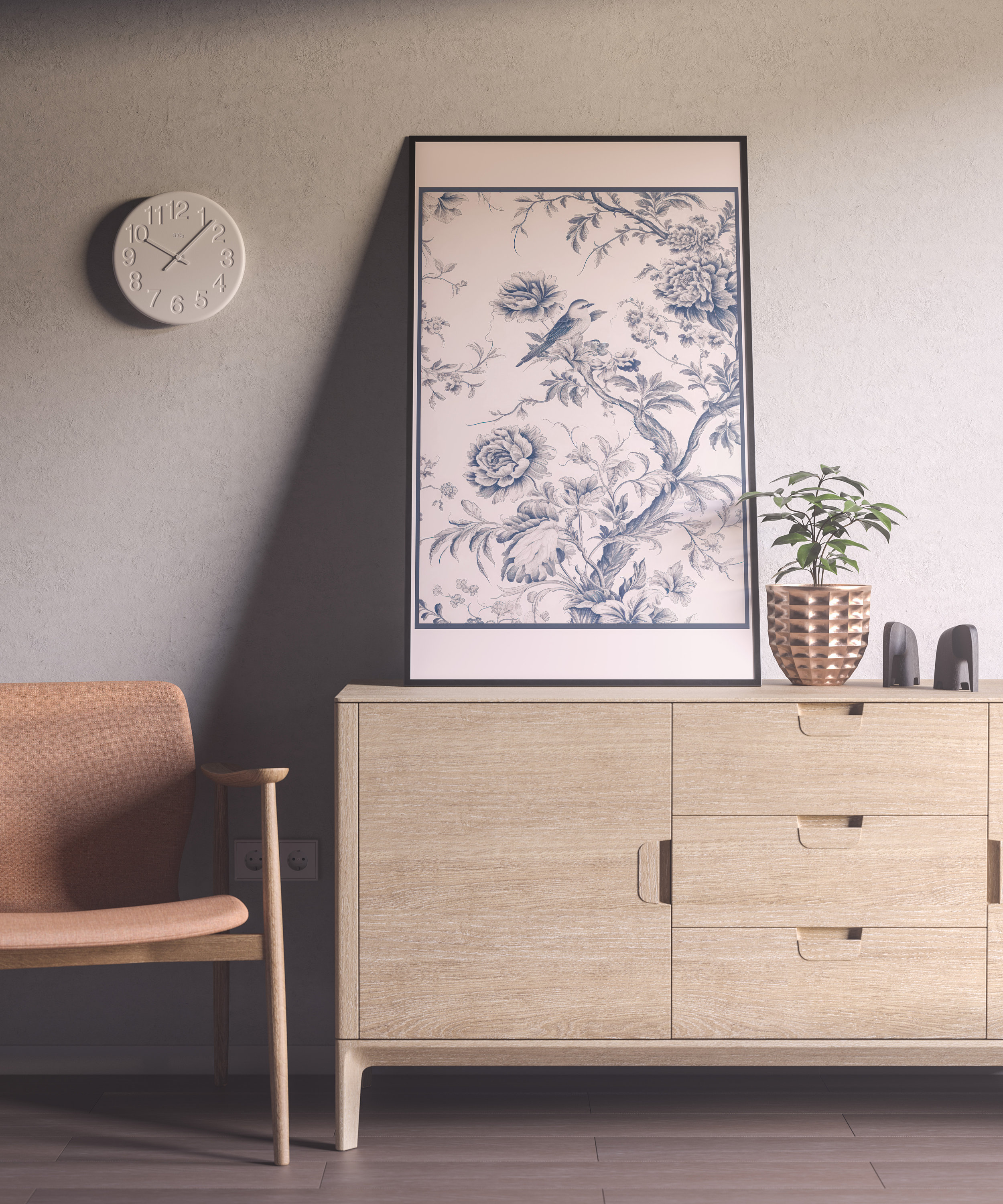 Set of 2 Botanical Toile De Jouy Style Prints Large Digital Download ...