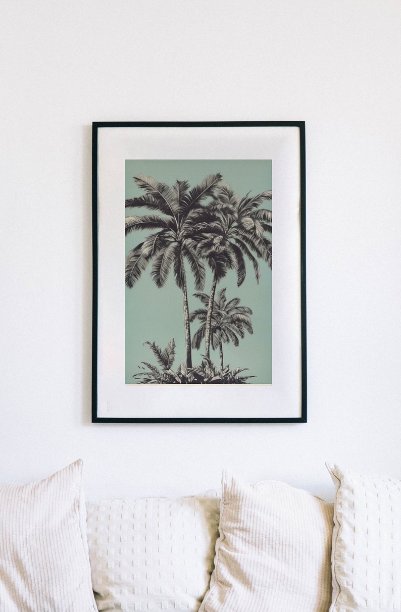 Vintage Palm Tree Wall Art Large Digital Download Botanical Poster ...