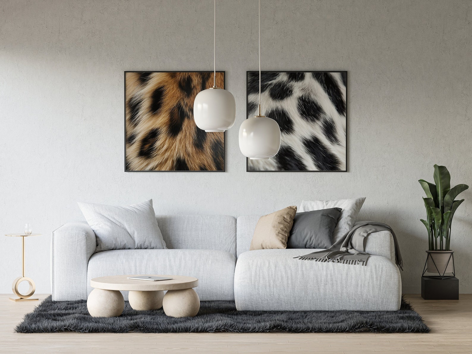 Dalmatian and Cheetah Fur Set of 2 Prints, Black and White Fur, Animal ...