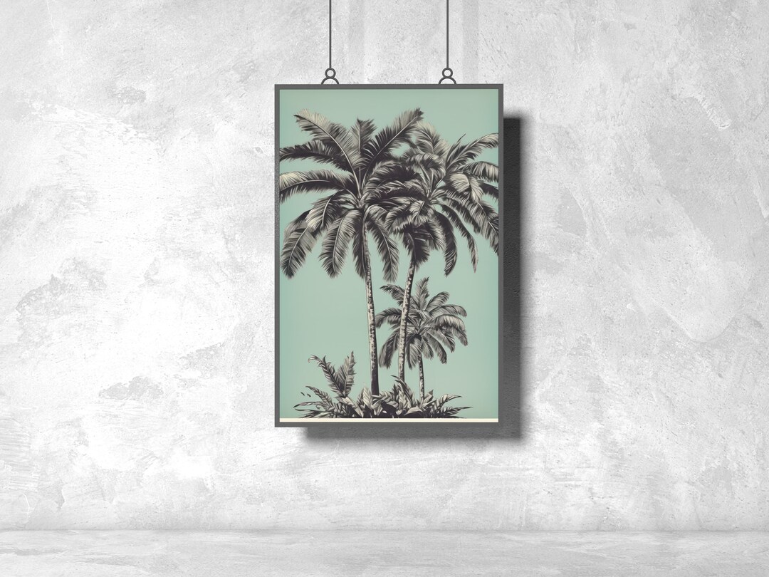 Vintage Palm Tree Wall Art| Large Digital Download | Botanical Poster ...