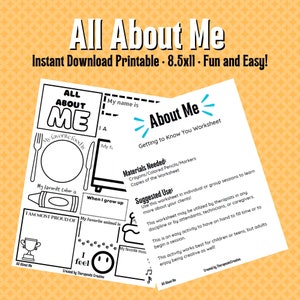 All About Me Therapy Activity - Etsy