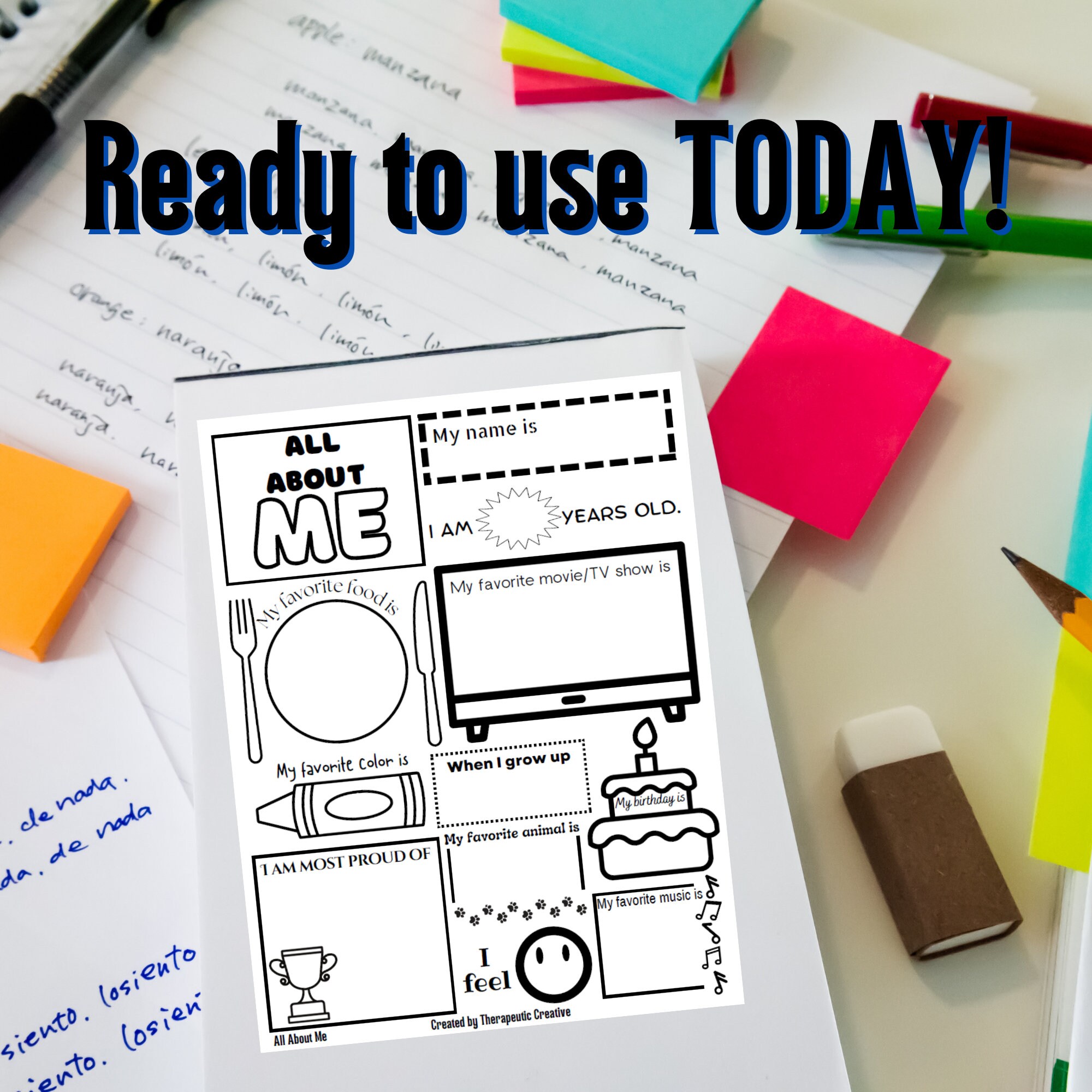 All About Me Therapy Activity - Etsy