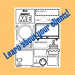 All About Me Therapy Activity - Etsy