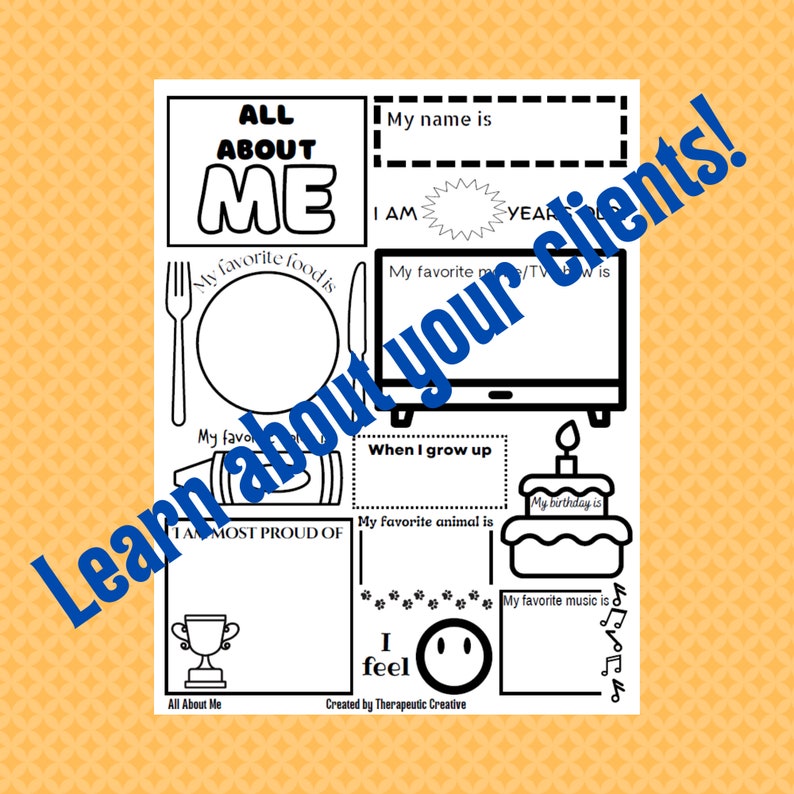 All About Me Therapy Activity - Etsy