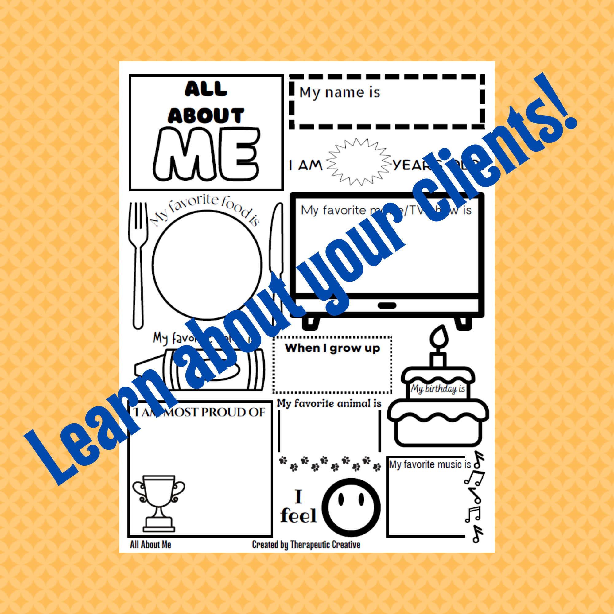 All About Me Therapy Activity - Etsy