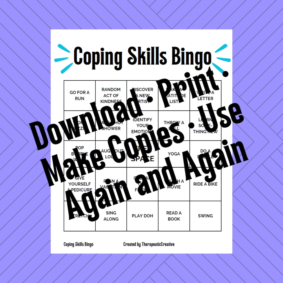 Coping Skills Bingo Therapeutic Game for Adults, Therapy Activity ...