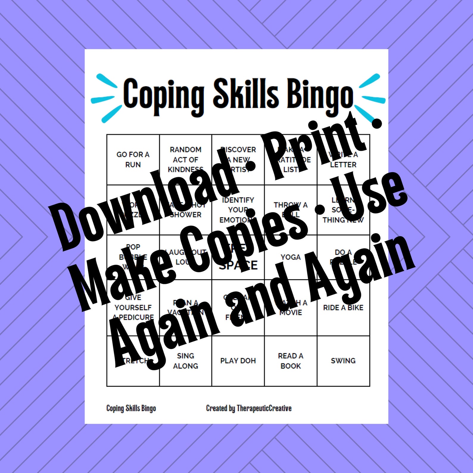 Coping Skills Bingo Therapeutic Game for Adults, Therapy Activity ...
