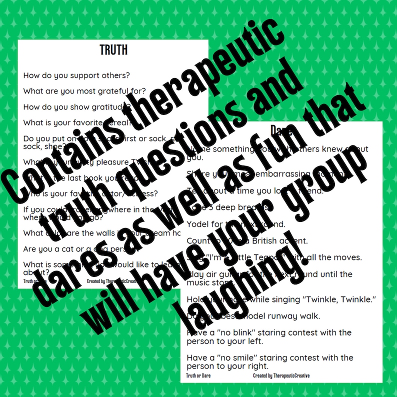 Hot Potato Truth or Dare Therapy Game Therapeutic Activity Life Group ...