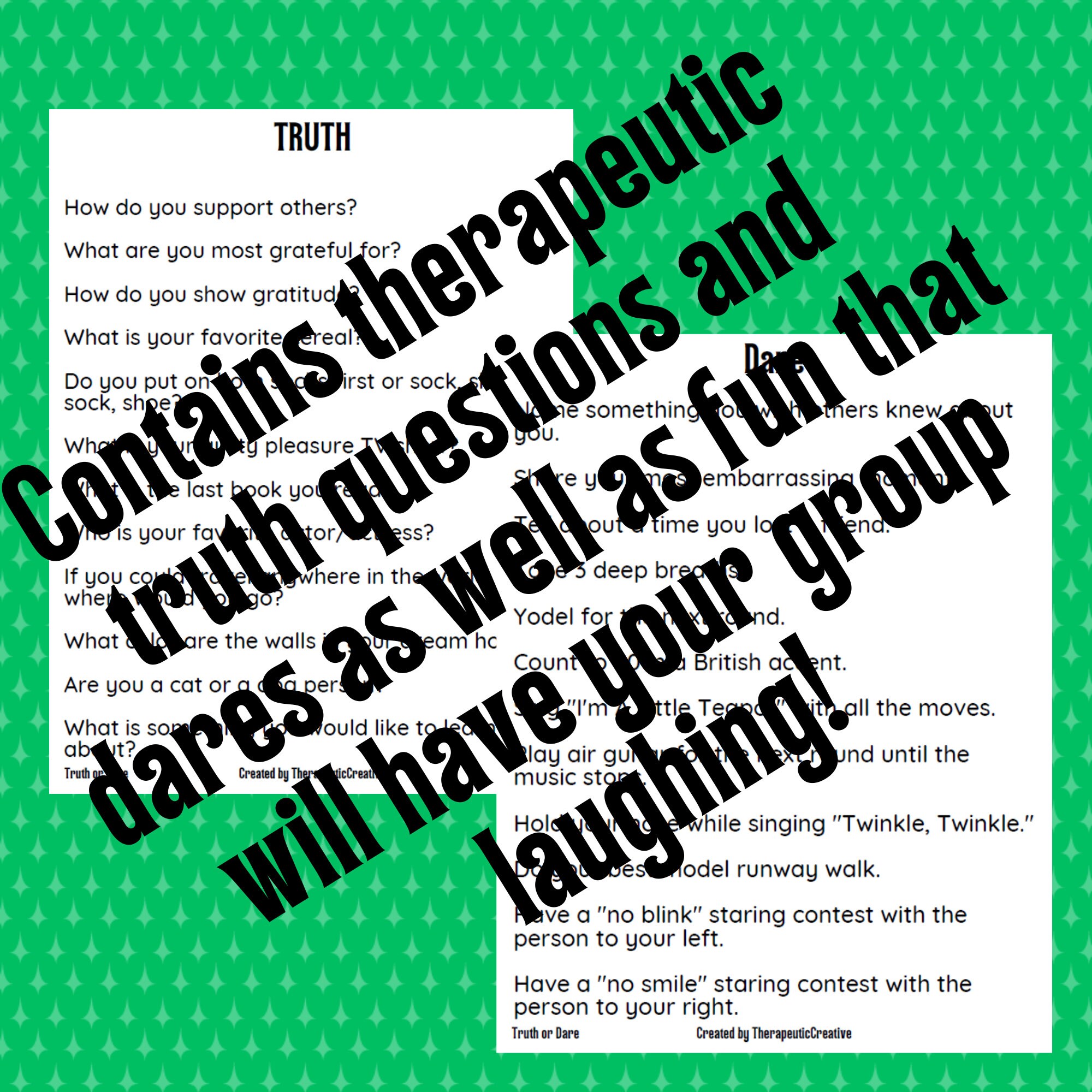 Hot Potato Truth or Dare Therapy Game Therapeutic Activity Life Group ...