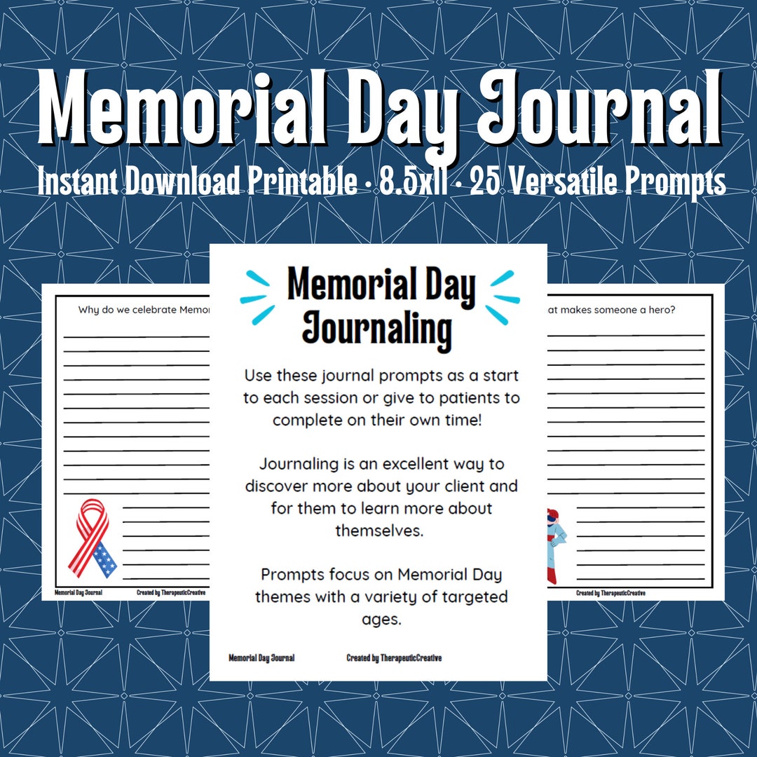 Memorial Day Journal Prompts Writing Activity for Kids Teens or Adults ...