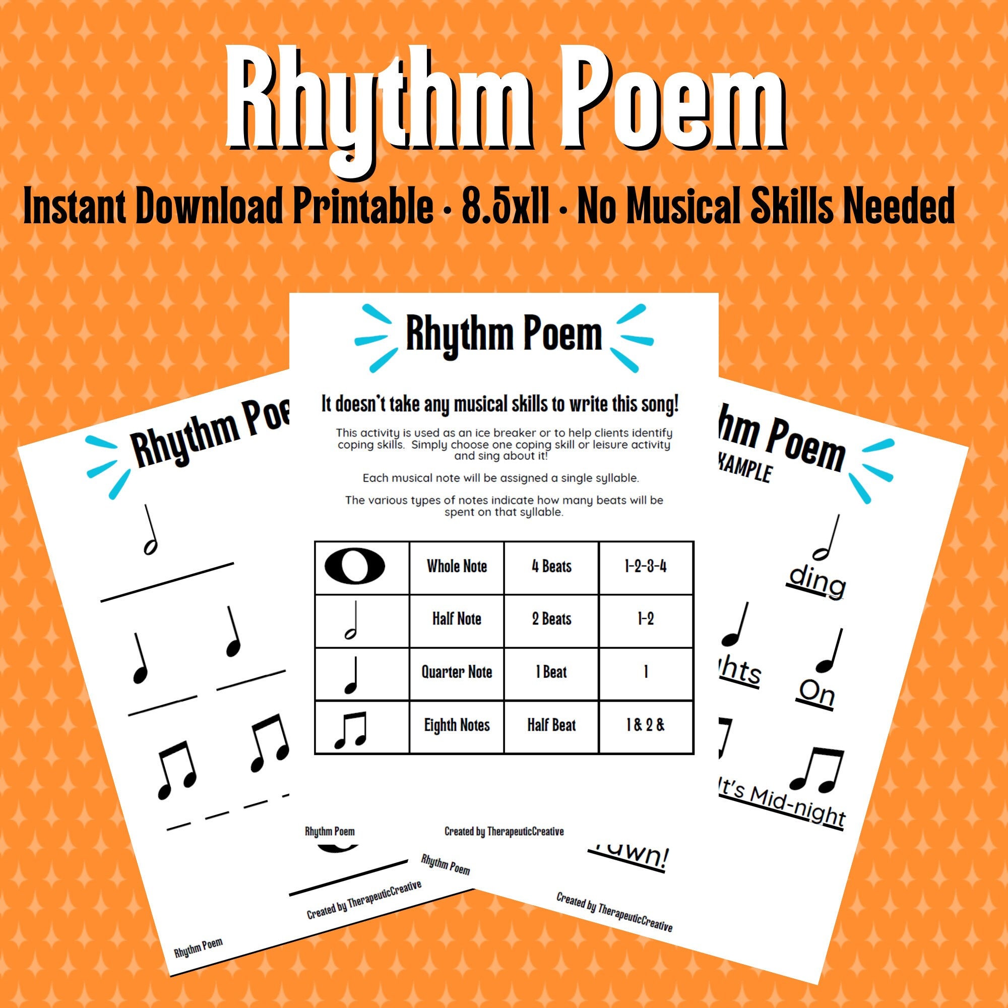 Rhythm Poem Therapy Activity Music Therapy Recreation Therapy Clinical ...