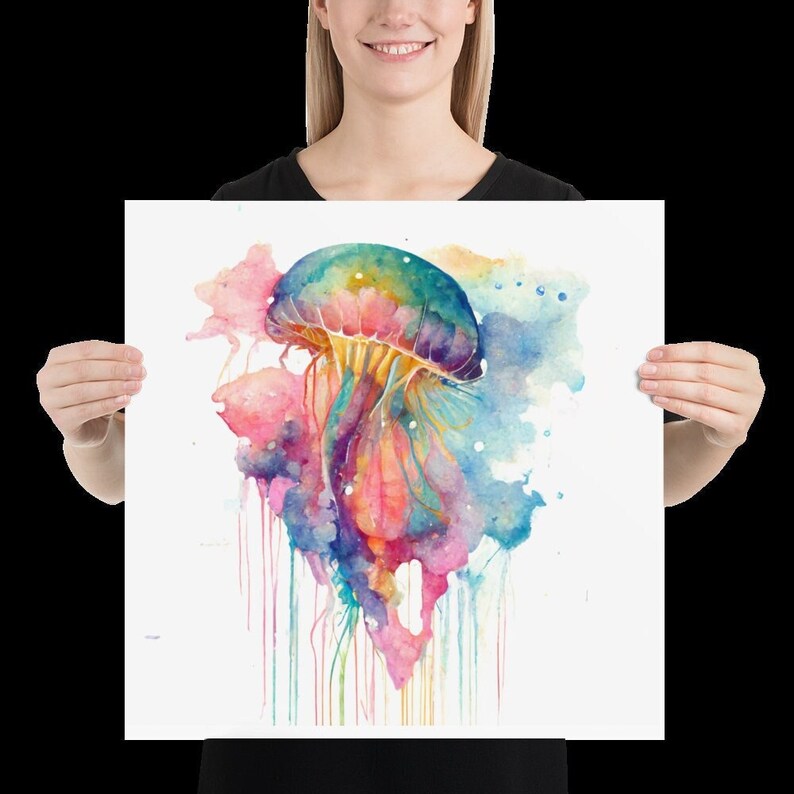 Jellyfish Watercolor Painting Art Animal Illustration Sea - Etsy