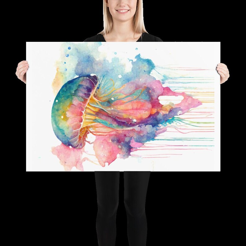Jellyfish Watercolor Painting Art Animal Illustration Sea - Etsy