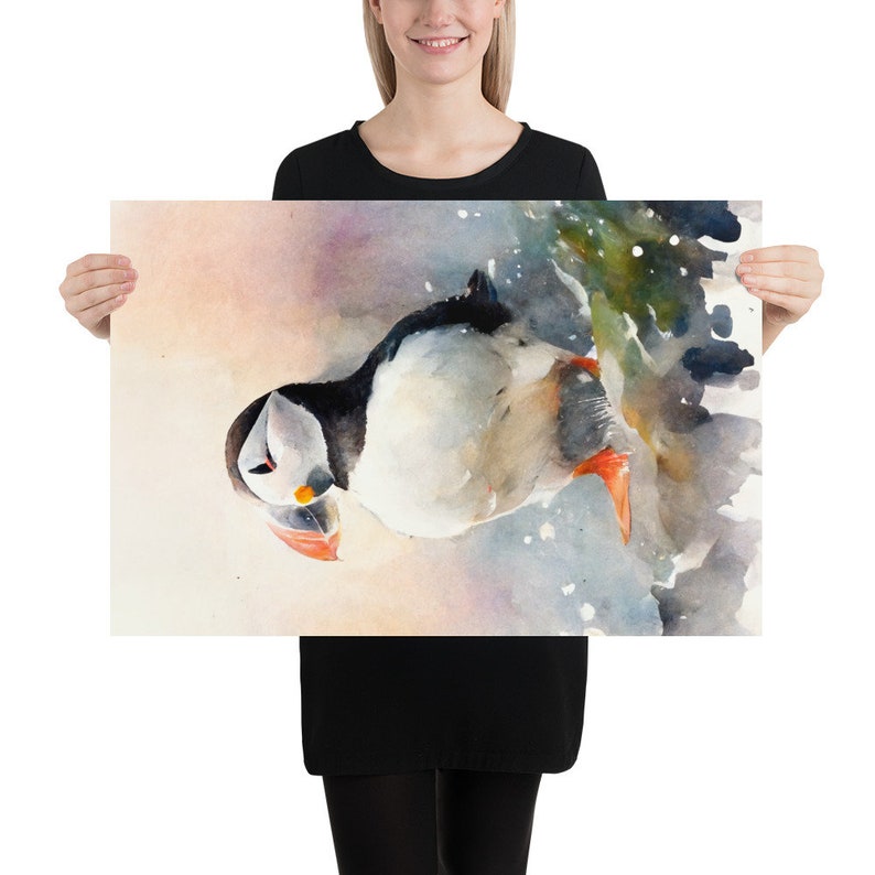 Atlantic Puffin Watercolor Painting Art Animal - Etsy