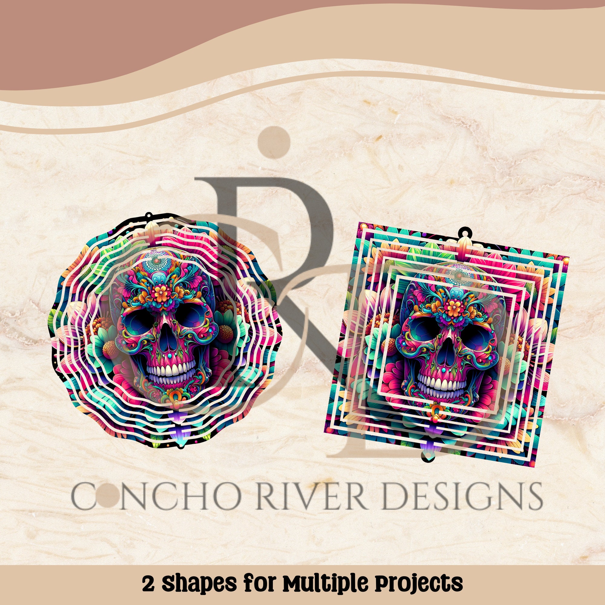 Skull Wind Spinner PNG, Sublimation Designs for Wind Spinners, Wind ...
