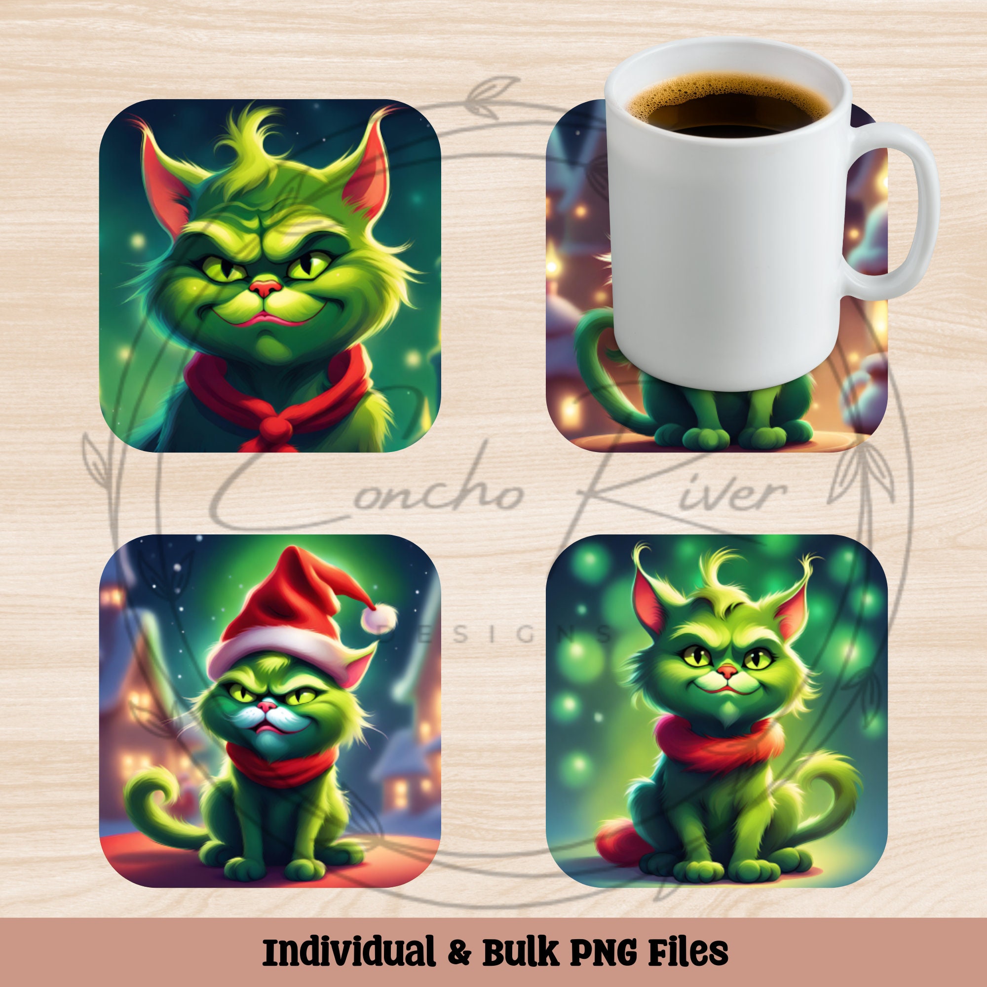 Mean Green Coasters PNG, Square Coaster Designs for Sublimation, 4x4 ...