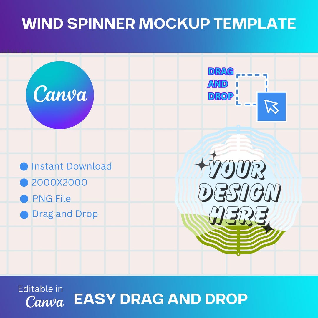 Wind Spinner Mockup, Canva Editable Template, Round Spinner Mockup ...
