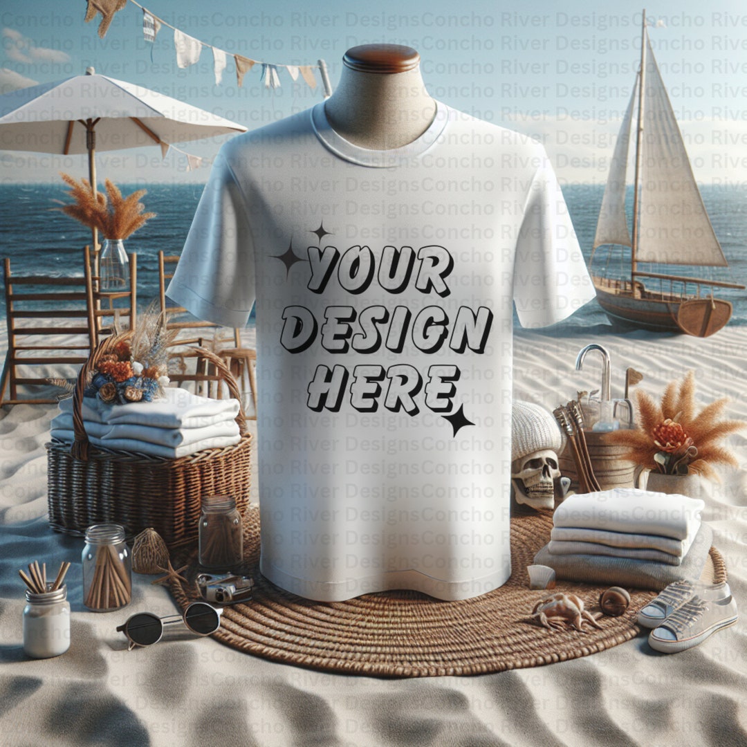 Beach T-shirt Mockup, Mockup PNG, Downloadable File, Summer Mockup, 300 ...