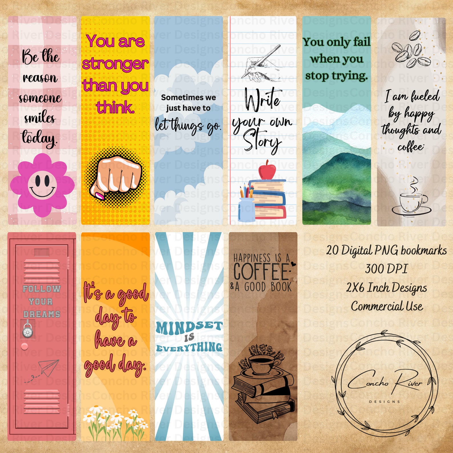 Inspirational Quotes PNG Bookmarks, Printable Bookmarks, 2x6 Inch ...