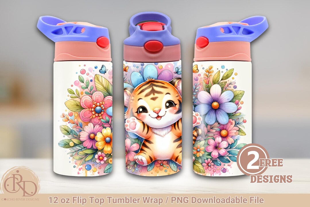 Tiger Flip Top Sublimation Wrap, Kids Tumbler Wrap, Kids PNG Tumbler ...