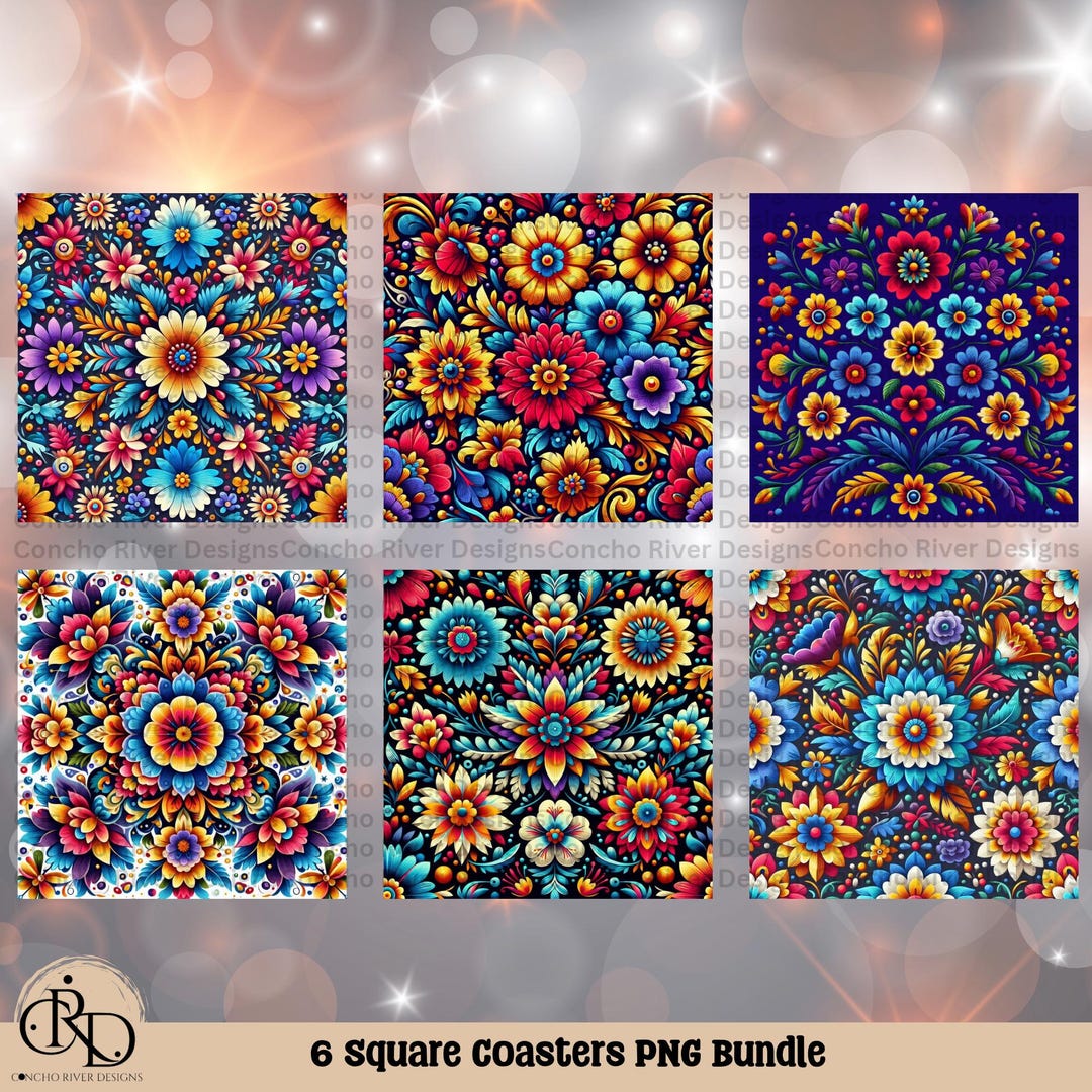 Floral Coasters PNG, Square Coaster Designs, 4x4 Coaster Design ...