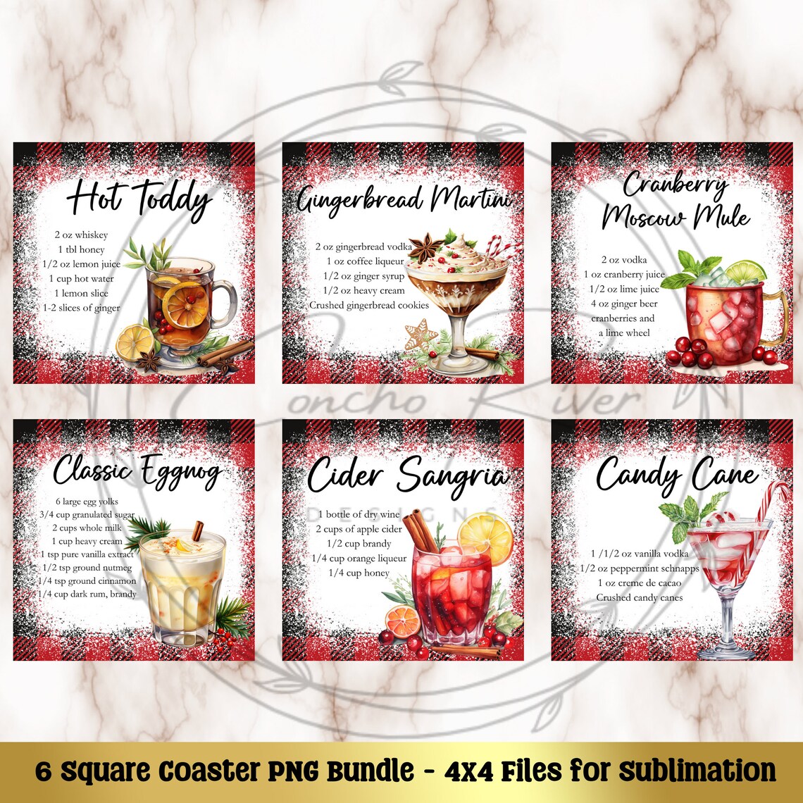 Cocktail Coasters PNG, Square Coaster PNG, Sublimation, 4x4 Coaster ...