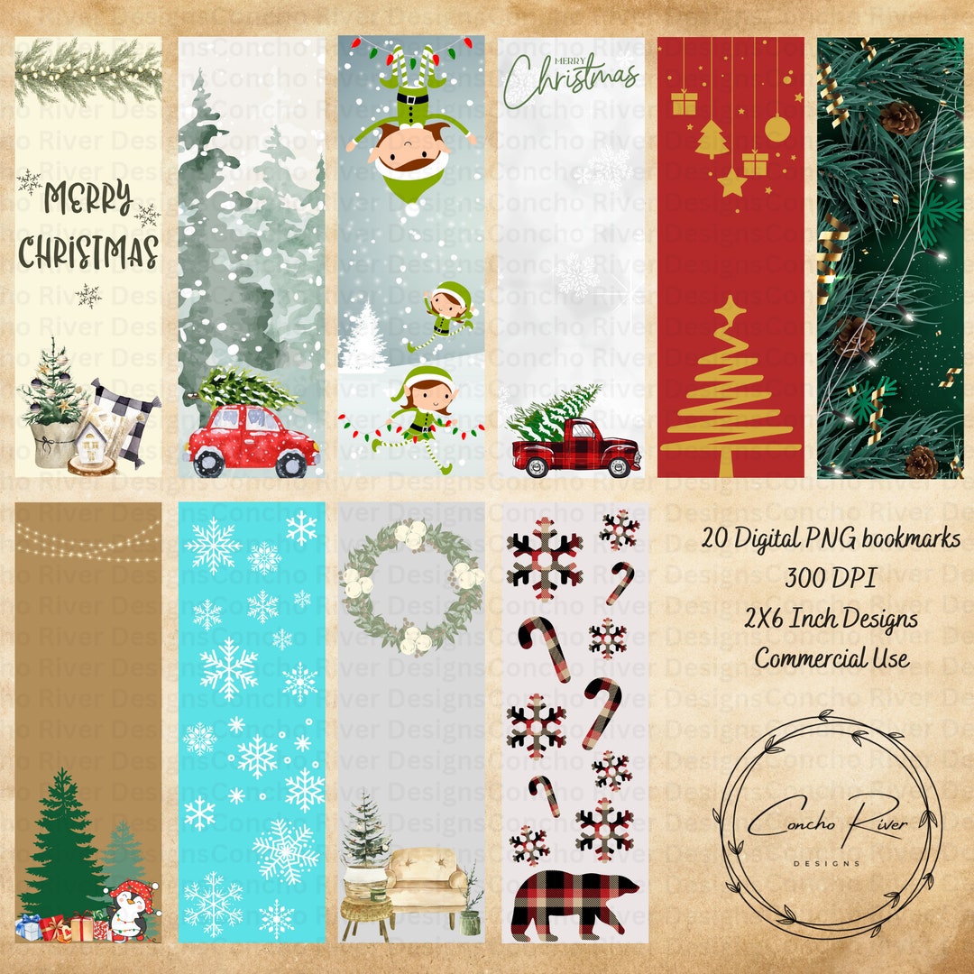 Christmas Bookmark PNG, 2x6 Inch Bookmarks for Sublimation, Bookmark ...