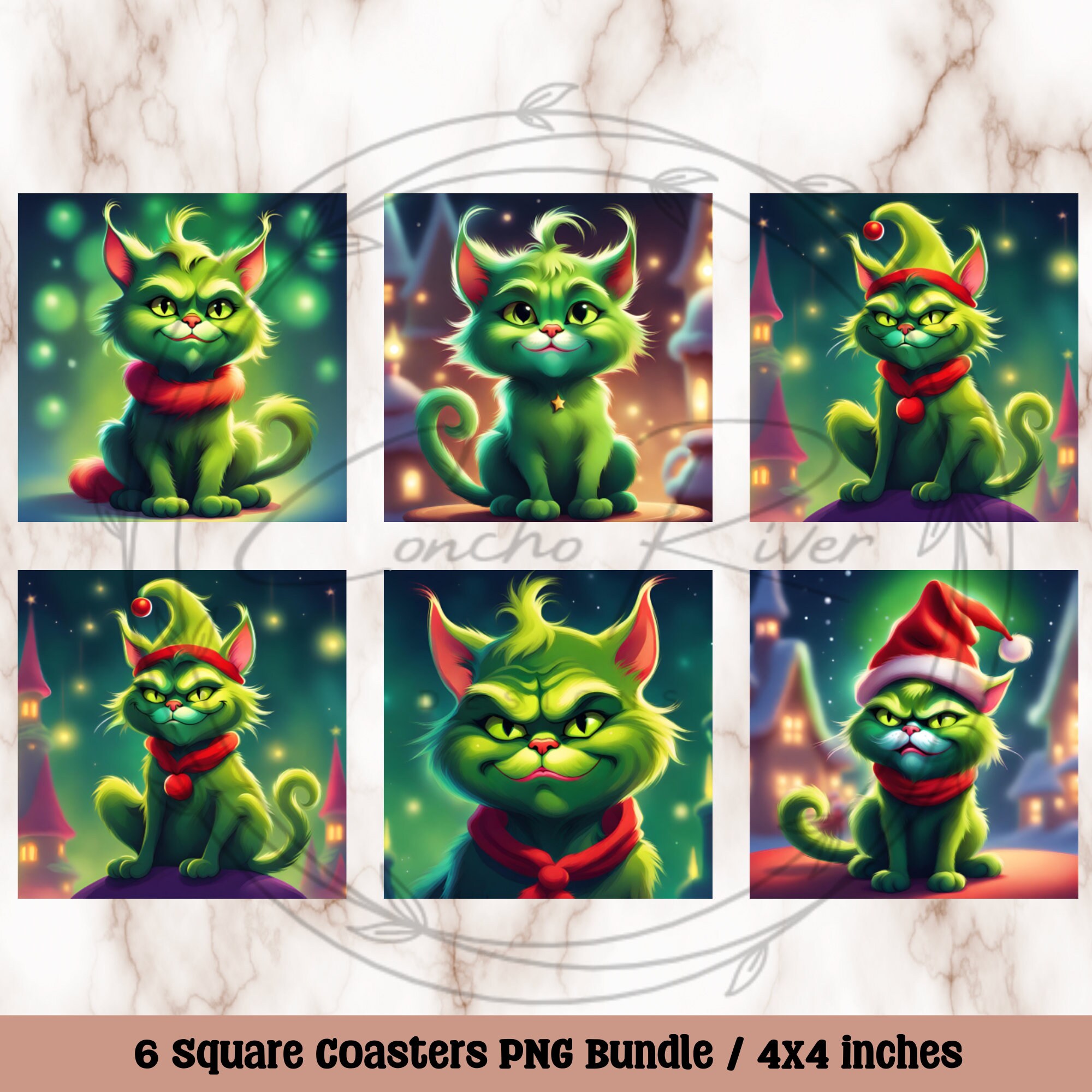 Mean Green Coasters PNG, Square Coaster Designs for Sublimation, 4x4 ...