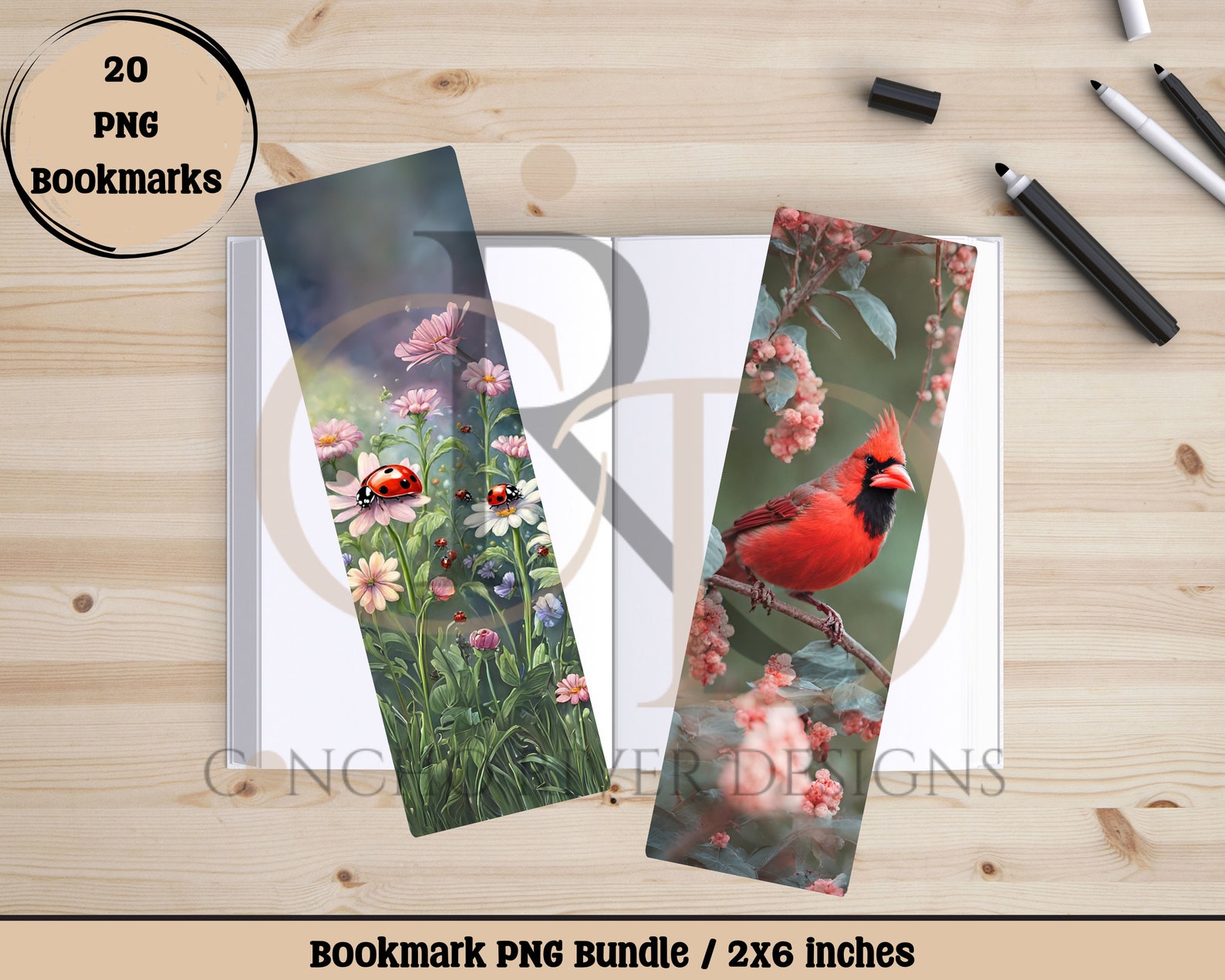 Garden PNG Bookmarks, Printable Bookmarks, 2x6 Inch Bookmarks for ...