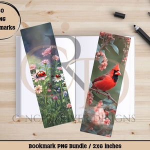 Garden PNG Bookmarks, Printable Bookmarks, 2x6 Inch Bookmarks for ...