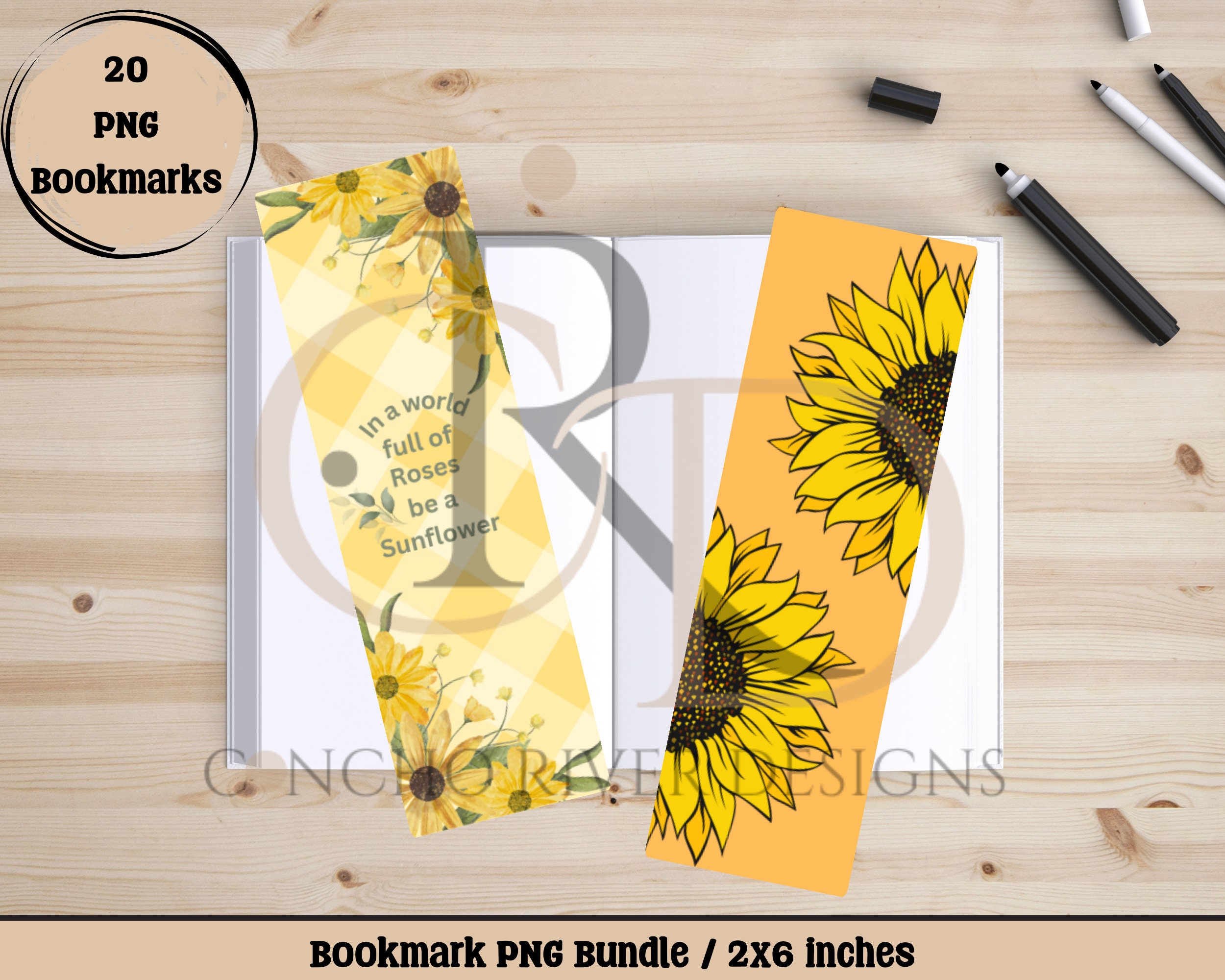 Sunflower Bookmark PNG, Printable Bookmarks, 2x6 Inch Bookmarks for ...