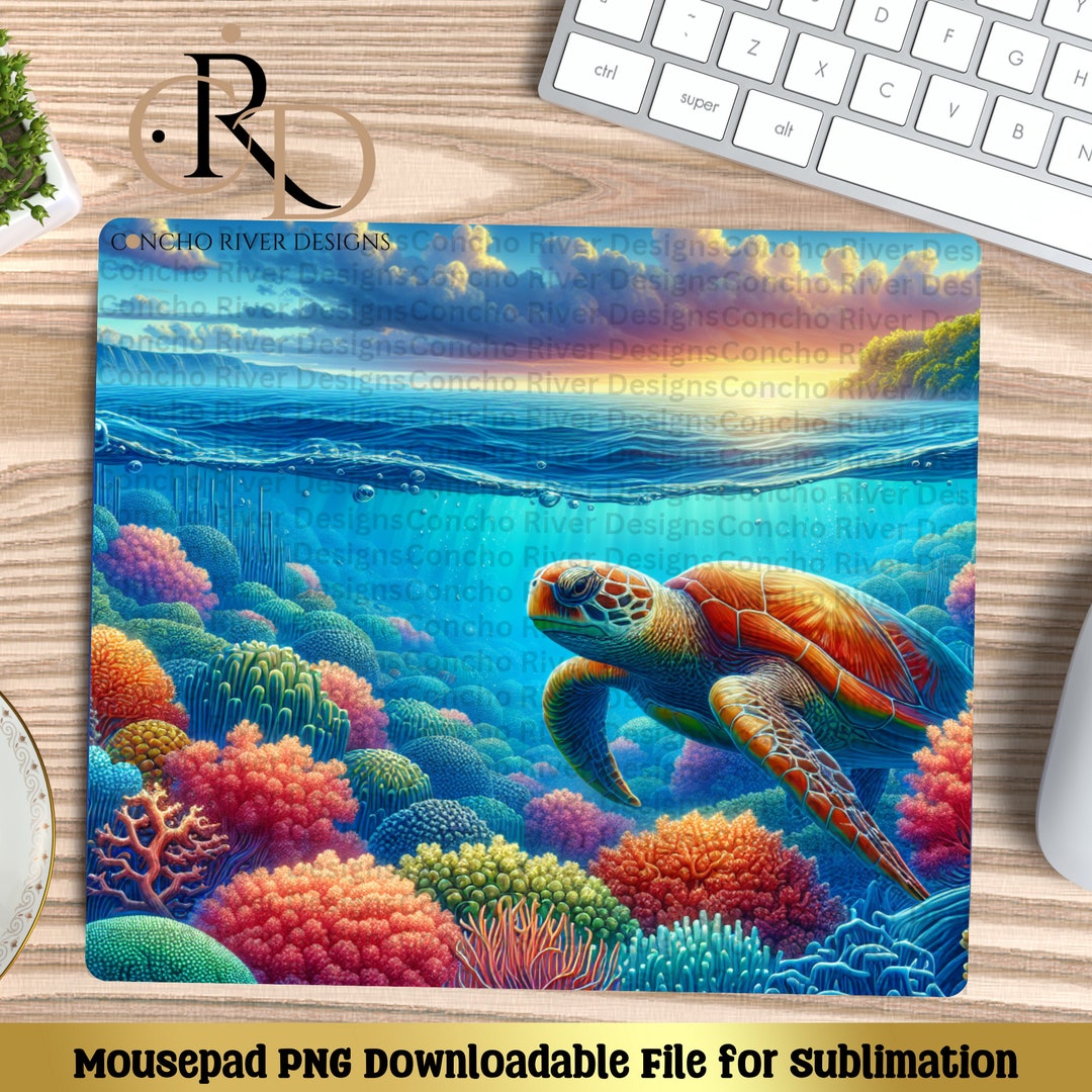 Sea Turtle Mouse Pad PNG, Sublimation Design for Mousepad, Digital ...