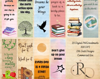 Daily Affirmation PNG Bookmarks, Printable 2x6 Inch Bookmarks for ...